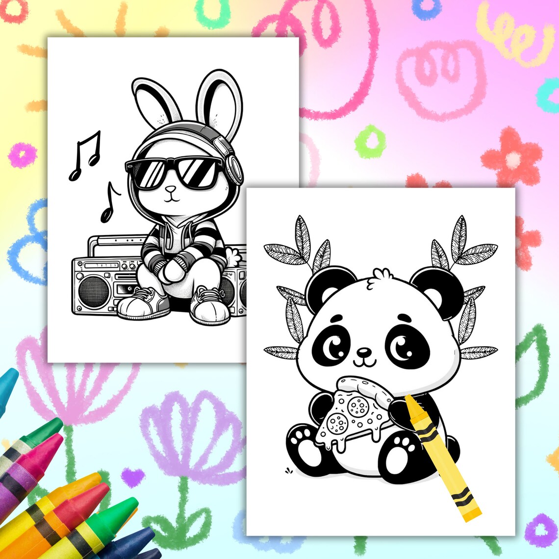 Tiny Tails Cool Animals Coloring Pages for Kids | Print Ready PDF - Etsy