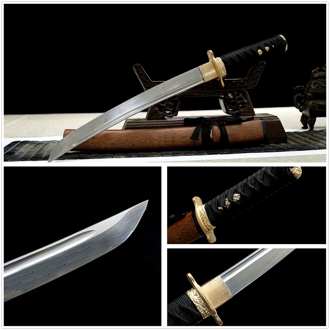 Rib Difference Touzai Tanto Japanese Short Sword Samurai Sword Katana Handcrafted Manganese ...