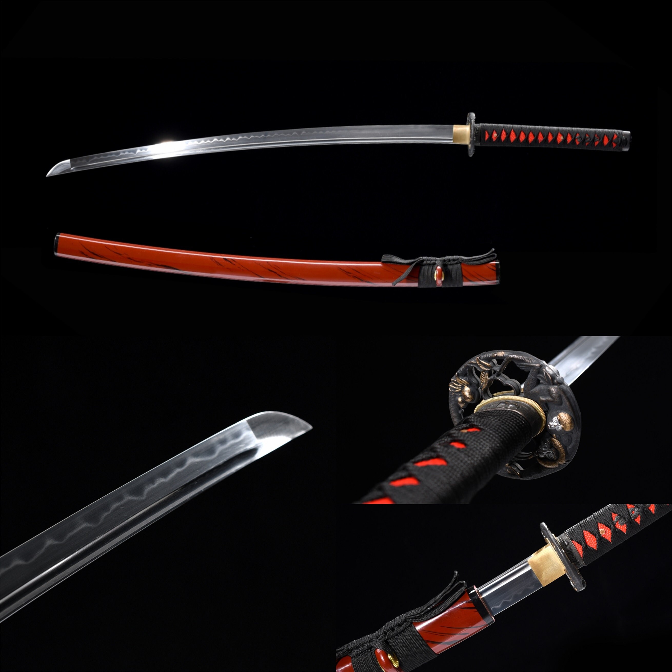 Handmade Katana Sword T10 Steel-coated Clay Firing Process Full Tang ...