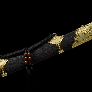 Embroidered Spring Sword Full Tang Katana Made of Handmade Manganese ...