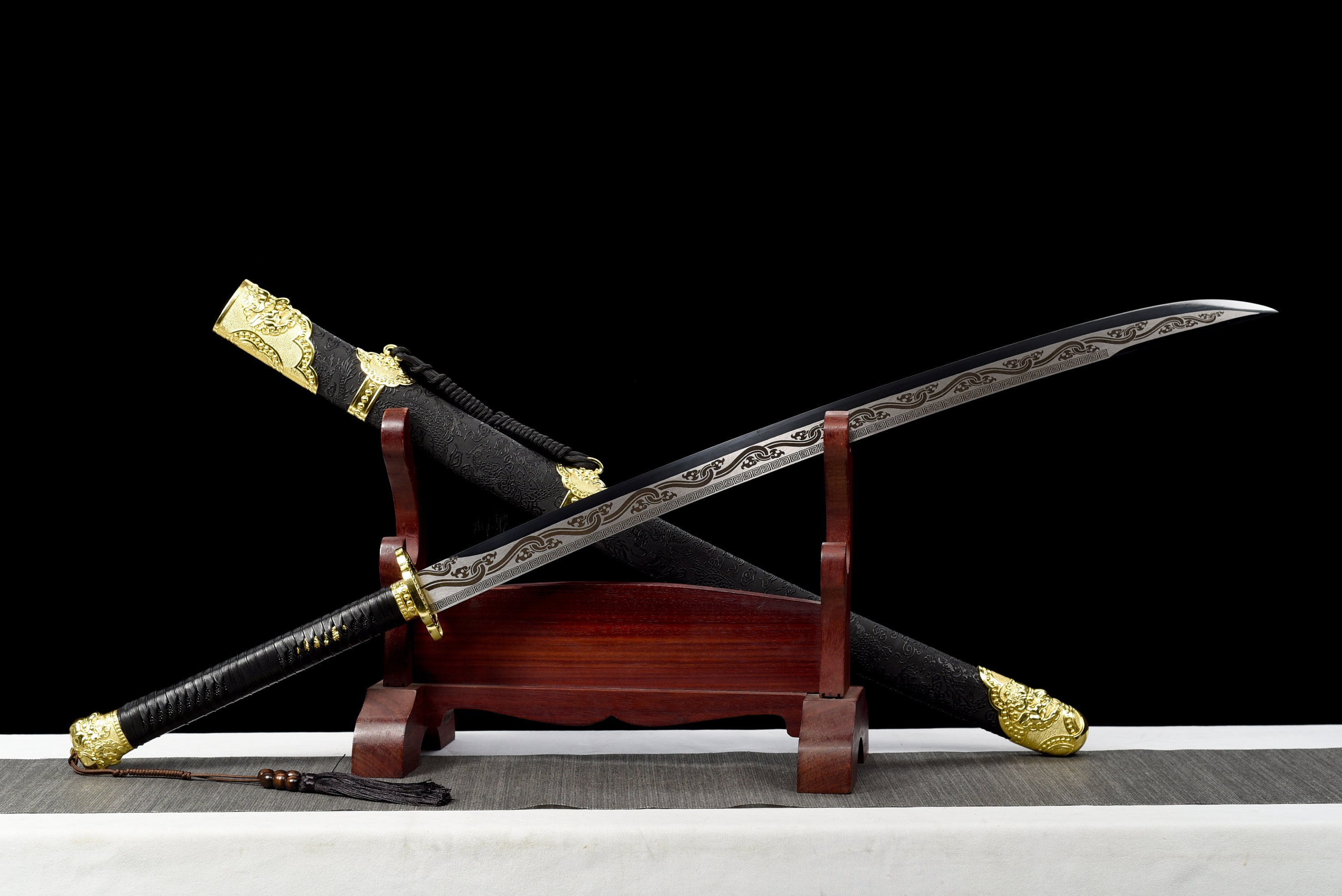 Embroidered Spring Sword Full Tang Katana Made of Handmade - Etsy