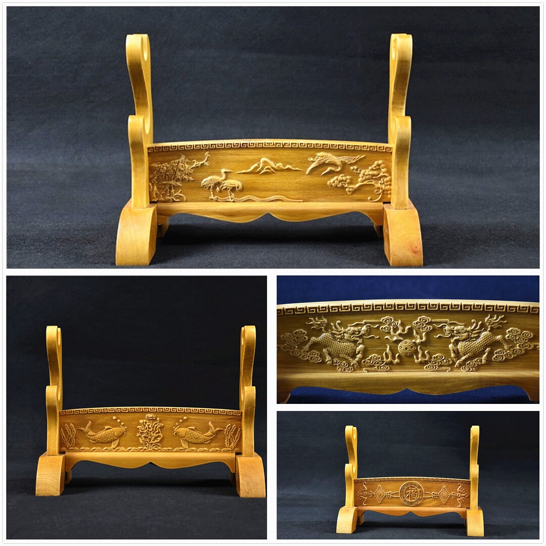 Two Layer Solid Wood Sword Rack, Sword Rack, Display Rack, Sword Shelf ...