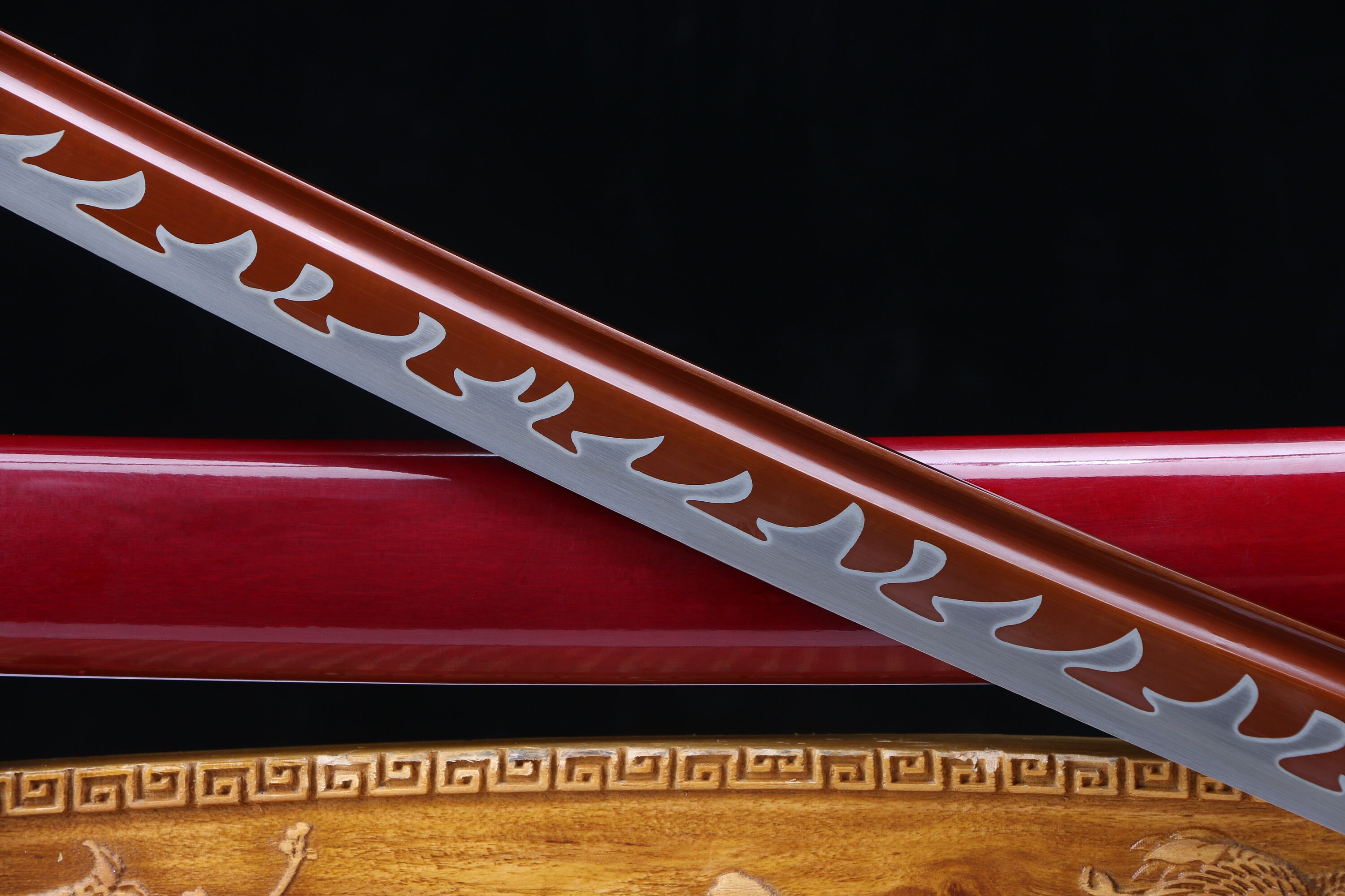 Real Katana Sword Handmade Real Sharp High Carbon Steel Red Blade Hand ...