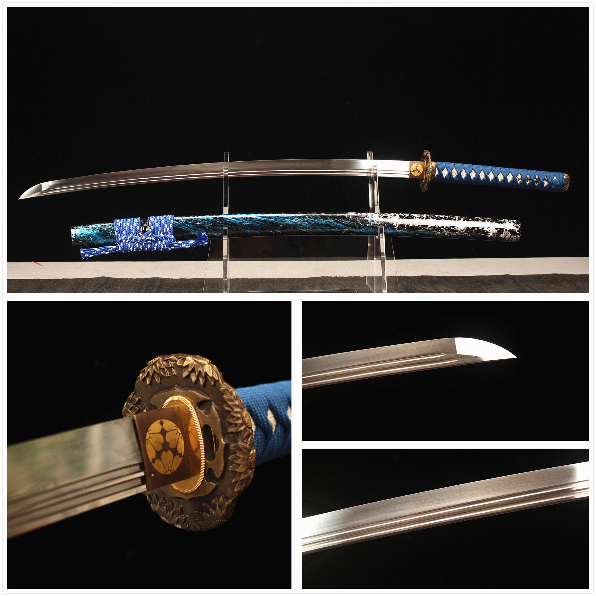 Real Katana Sword Handmade Real Sharp Spring Steel Full Tang Series ...