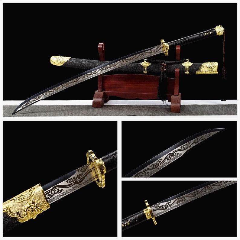 Embroidered Spring Sword Full Tang Katana Made of Handmade - Etsy