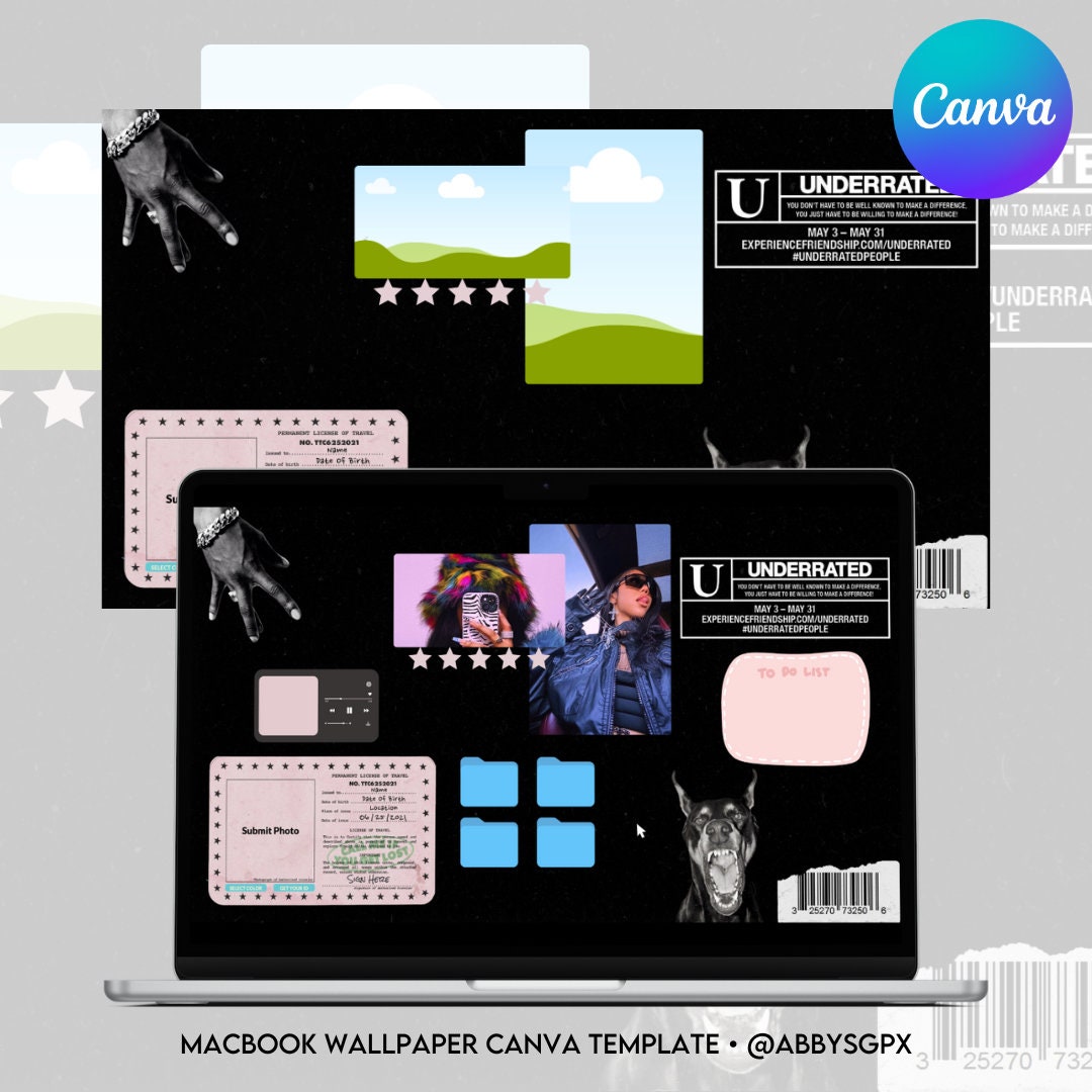 Editable MacBook Wallpaper Edgy Theme Canva Template - Etsy