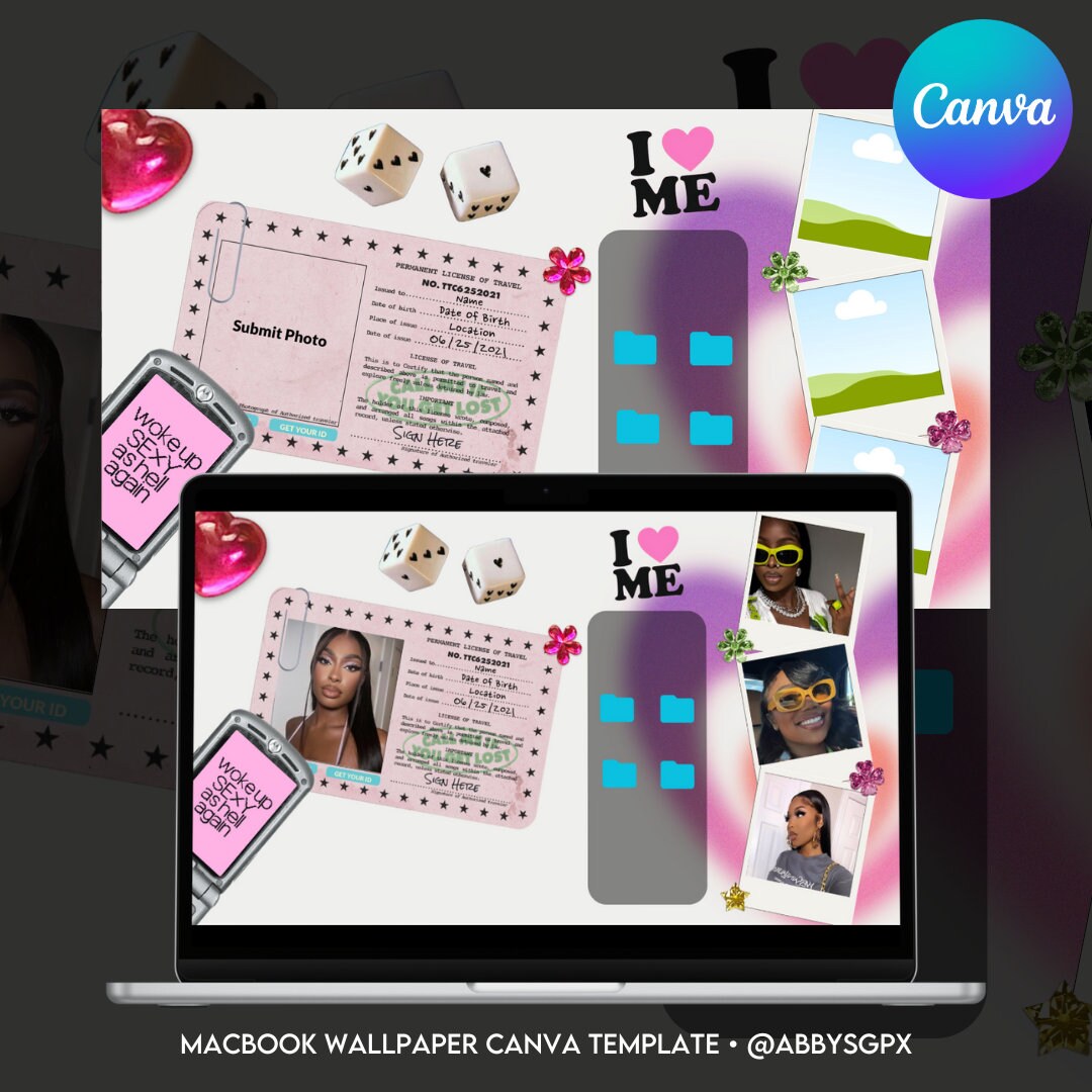 Editable MacBook Wallpaper | Girly Gem Theme | Canva Template - Etsy