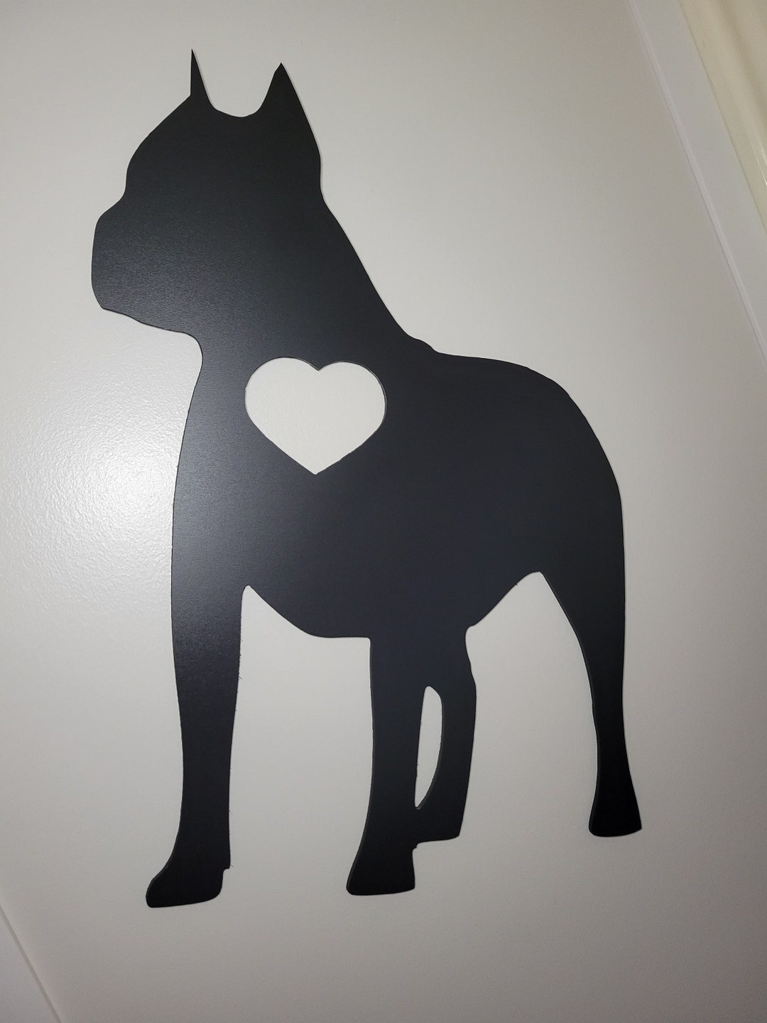 PITBULL Silhouette With Picture Frame Heart. Made Out of Chalkboard Mdf ...