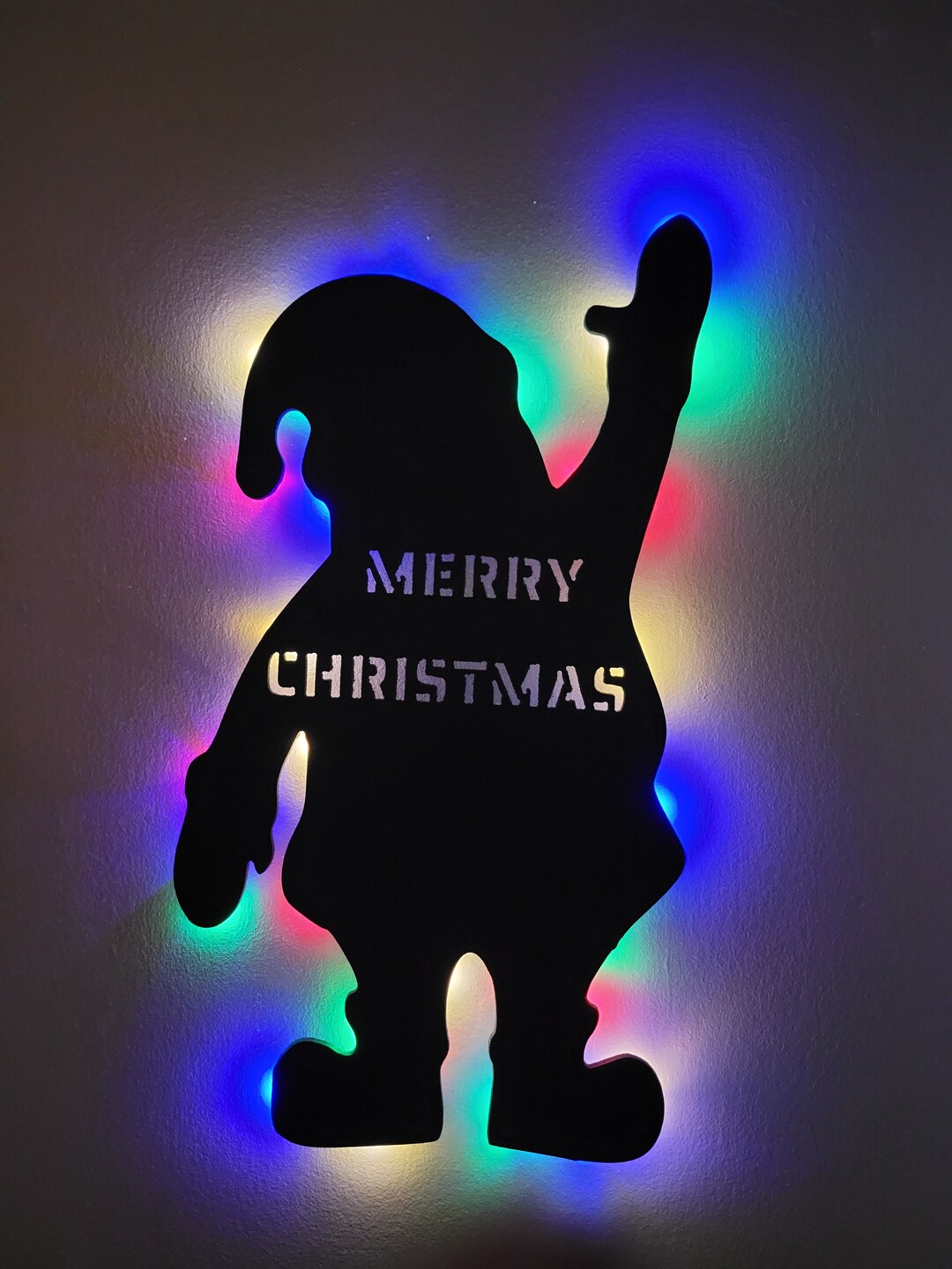 SANTA CLAUS Made From Chalkboard Mdf Wood With Battery Operated Multi ...