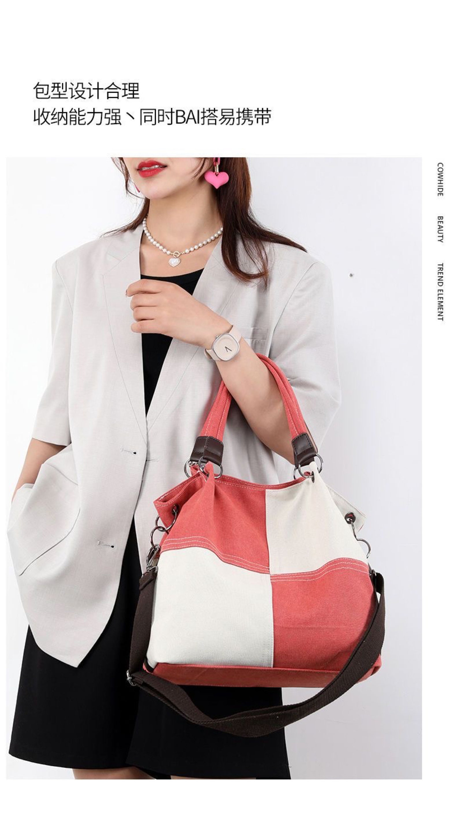 2022 New Color Matching Canvas Tote Baglarge Capacity - Etsy