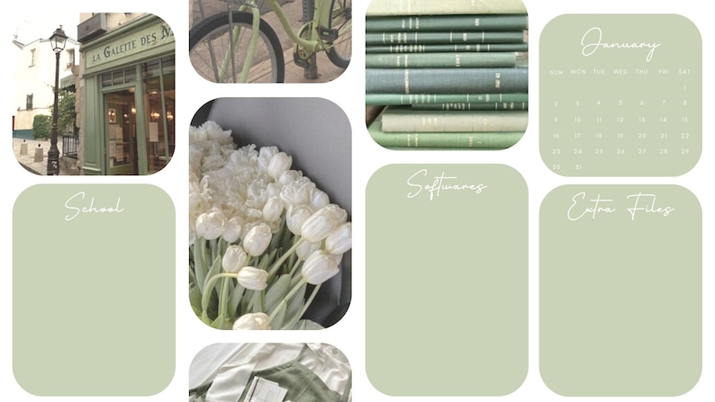 Green Desktop Wallpaper Organizer | 2022 Calendar for Organization - Etsy