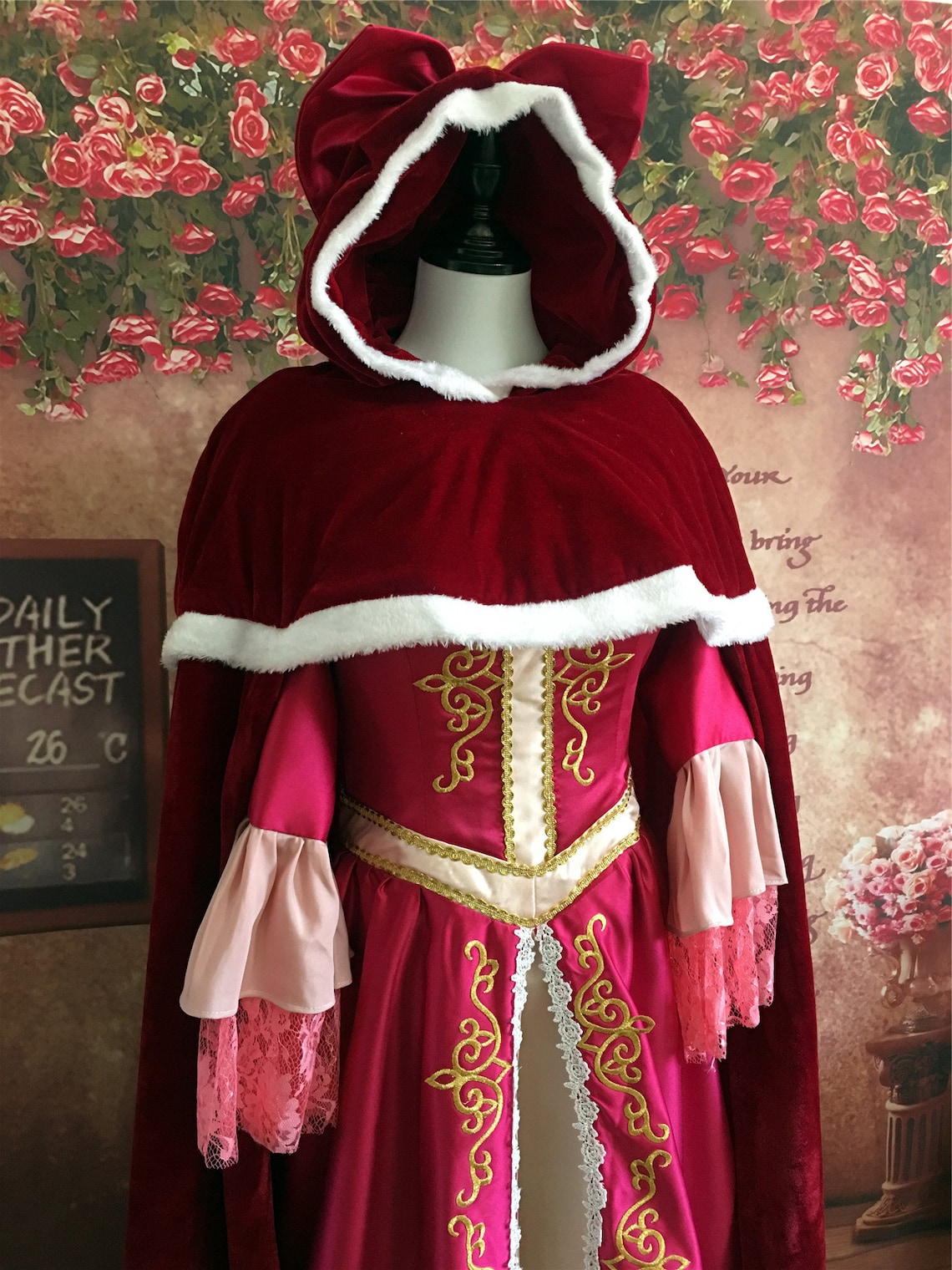 Red Belle Cosplay Costume With Cape Adult Red Belle Dress - Etsy