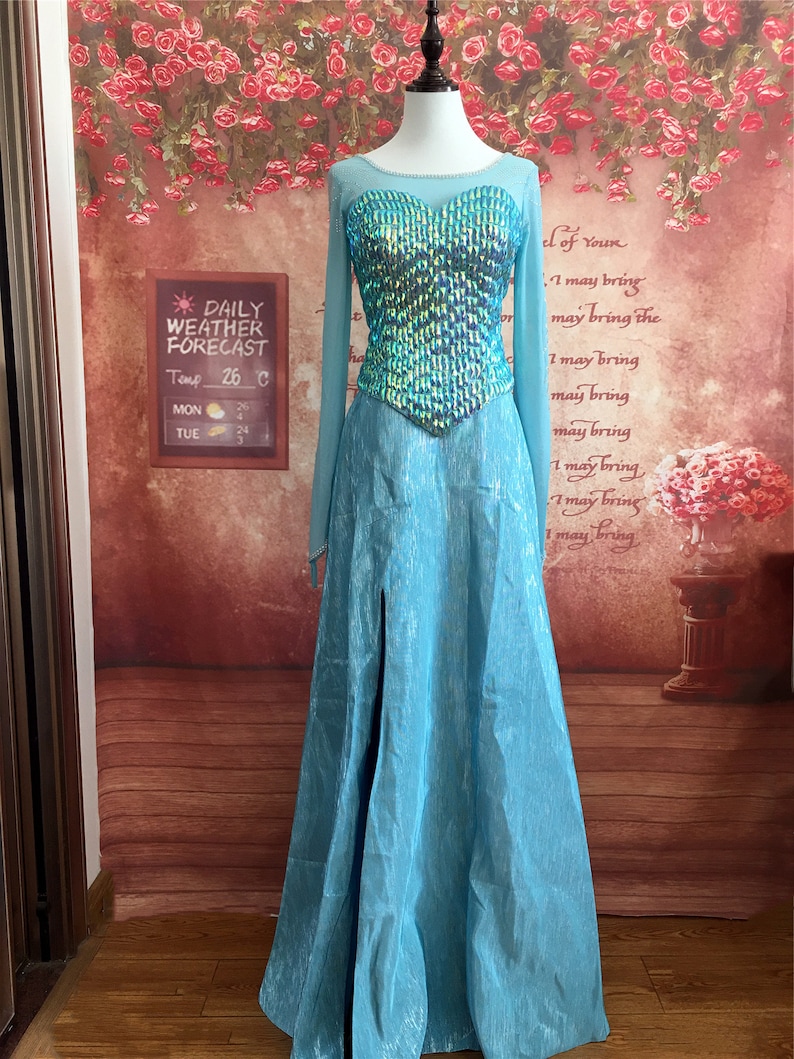 Adult Elsa Dress Elsa Cosplay Costume Blue Dresses Halloween Etsy