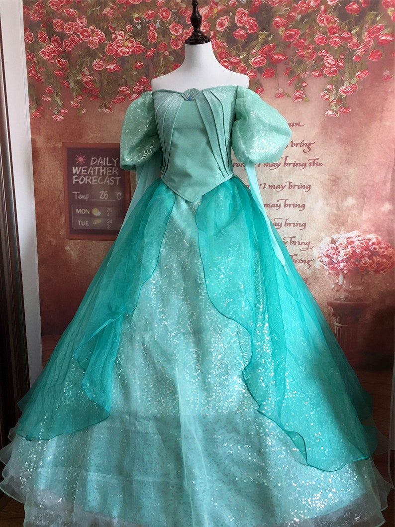 Little Mermaid Princess Ariel Green Dress Cosplay Costume - Etsy