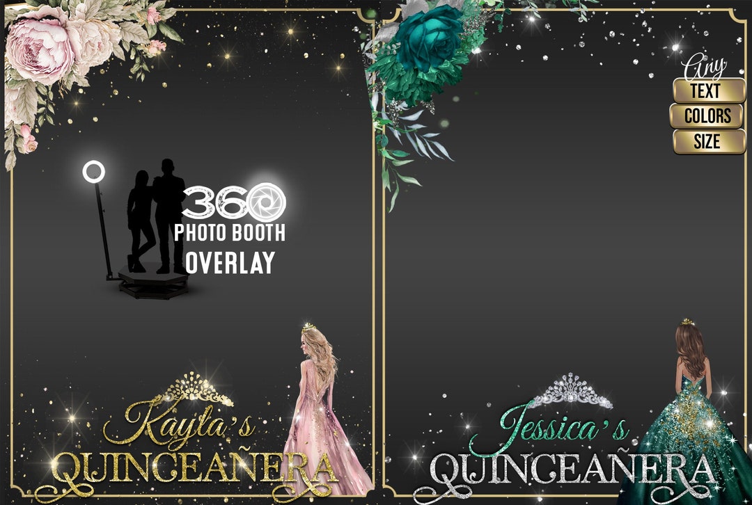 Quinceañera Birthday 360 Photo Booth Overlay, Custom Template for ...