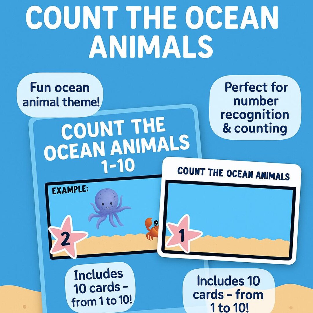 Count the Ocean Animals 1–10 | Printable Toddler Counting Activity ...