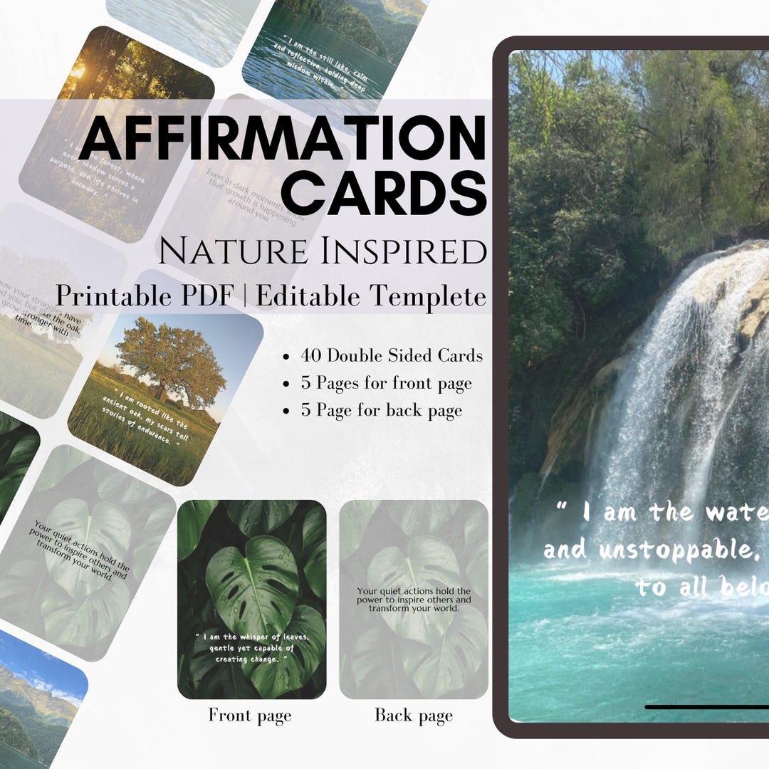 40 Nature Inspired Affirmation Cards | I Am Nature | Positive Self ...