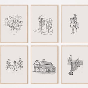 Neutral Western Wall Prints Modern Farmhouse Decor, Cowboy Wall Decor ...
