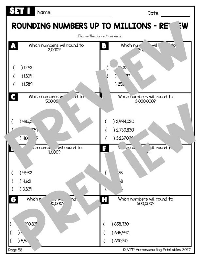 Worksheet on Rounding Numbers - Etsy UK