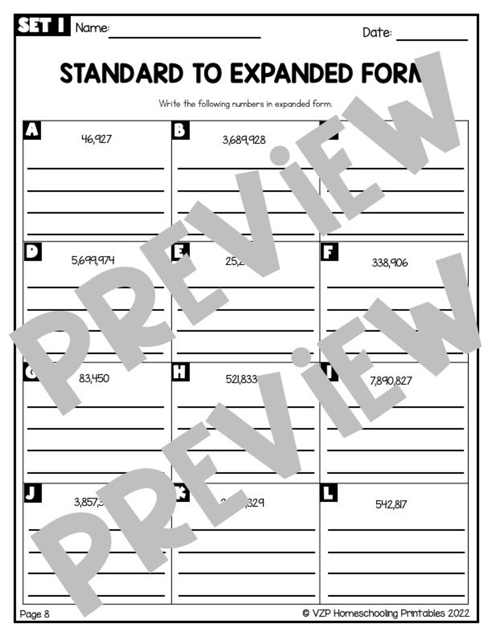 Number Forms Worksheets - Etsy