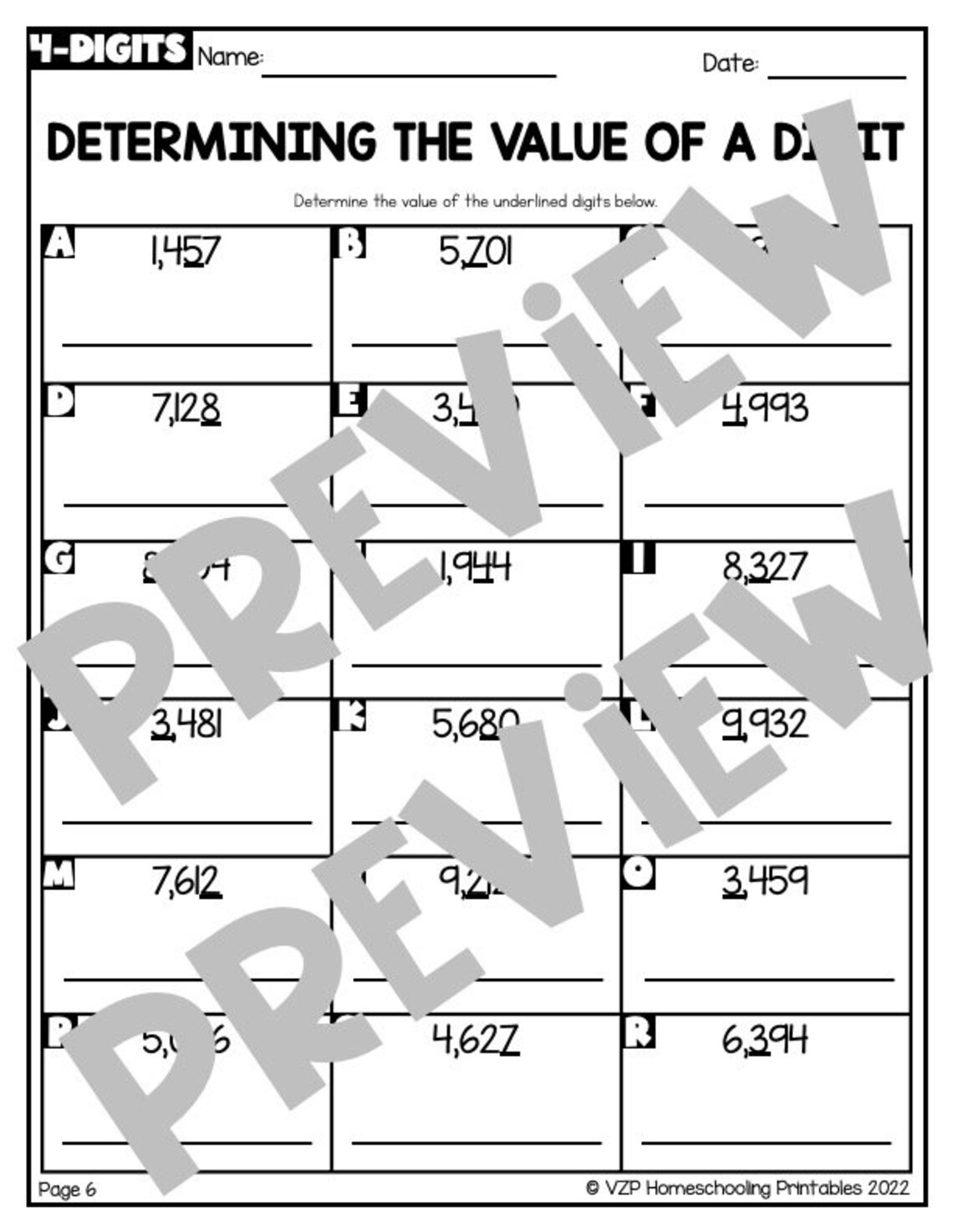 Worksheet For Place Value Etsy