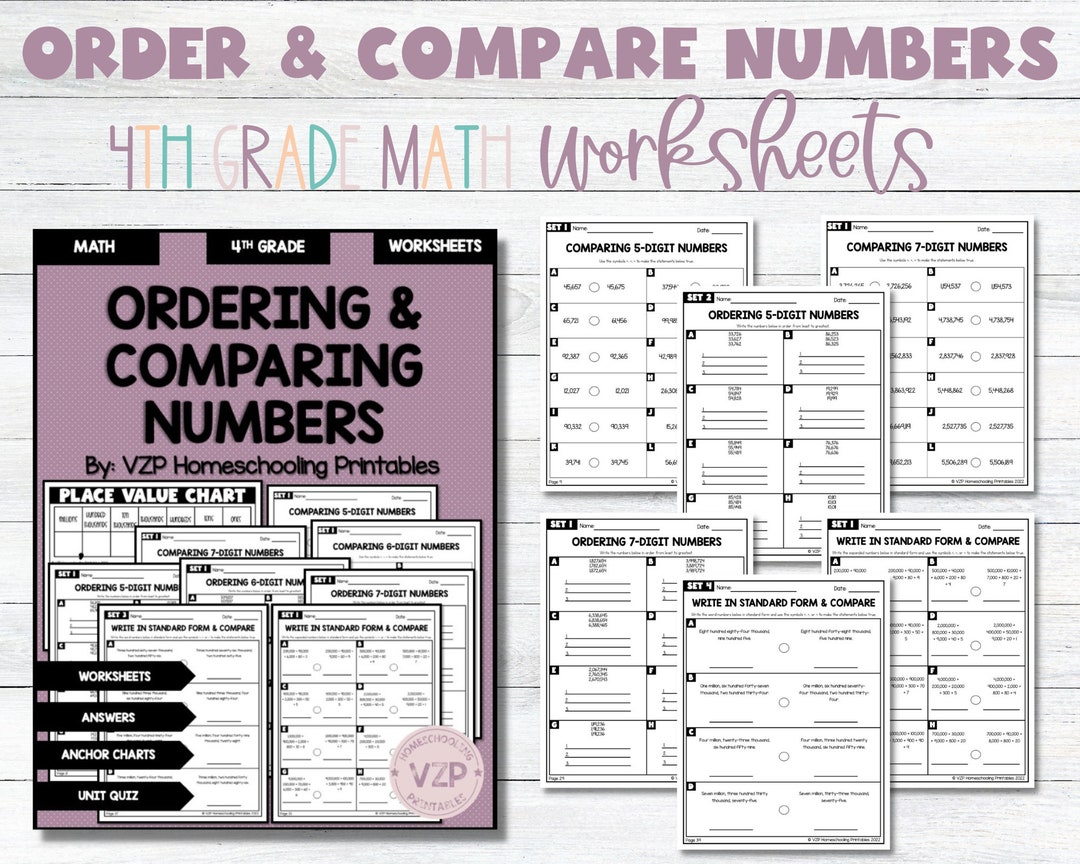 Order and Compare Numbers Worksheets - Etsy