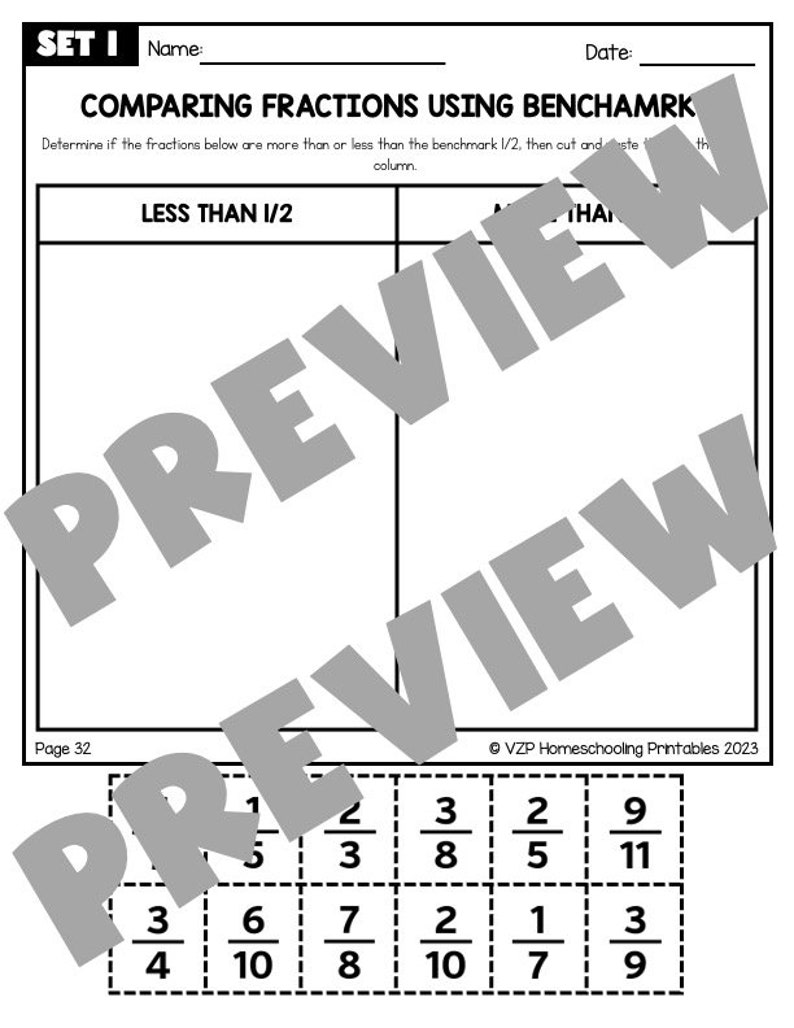 Comparing Fractions Worksheets 4.NF.A.2 - Etsy