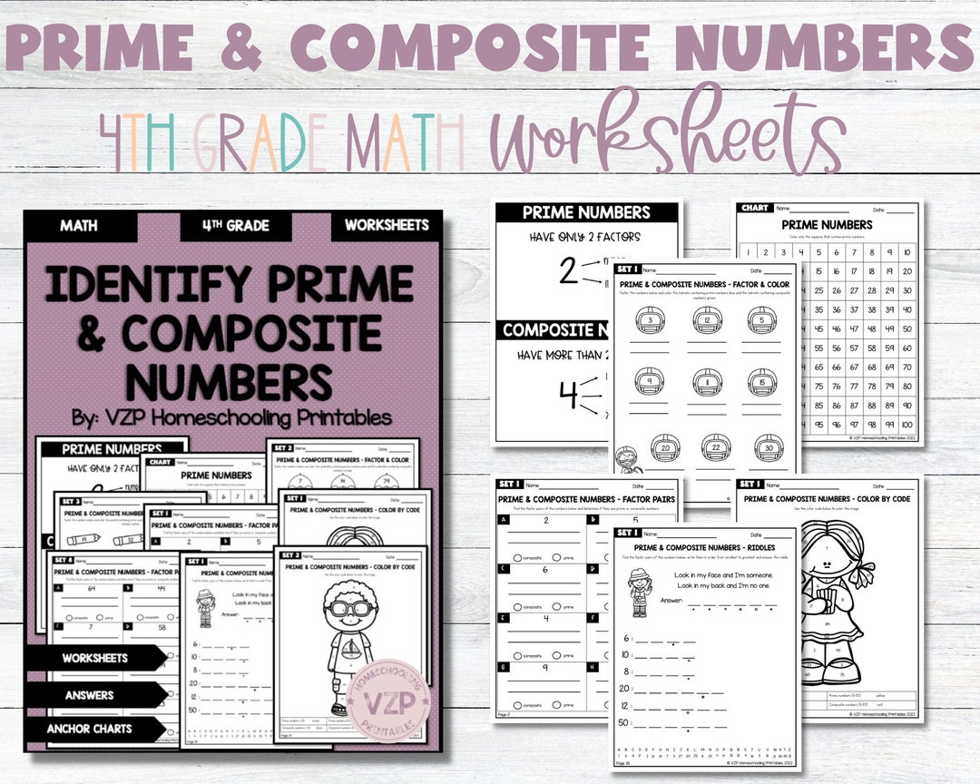 Prime Numbers in Math - Worksheets - Etsy