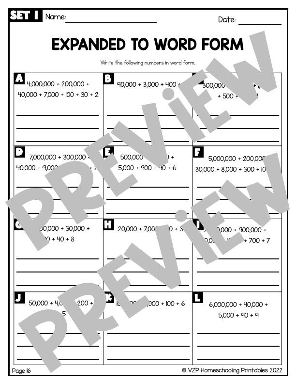 Number Forms Worksheets - Etsy