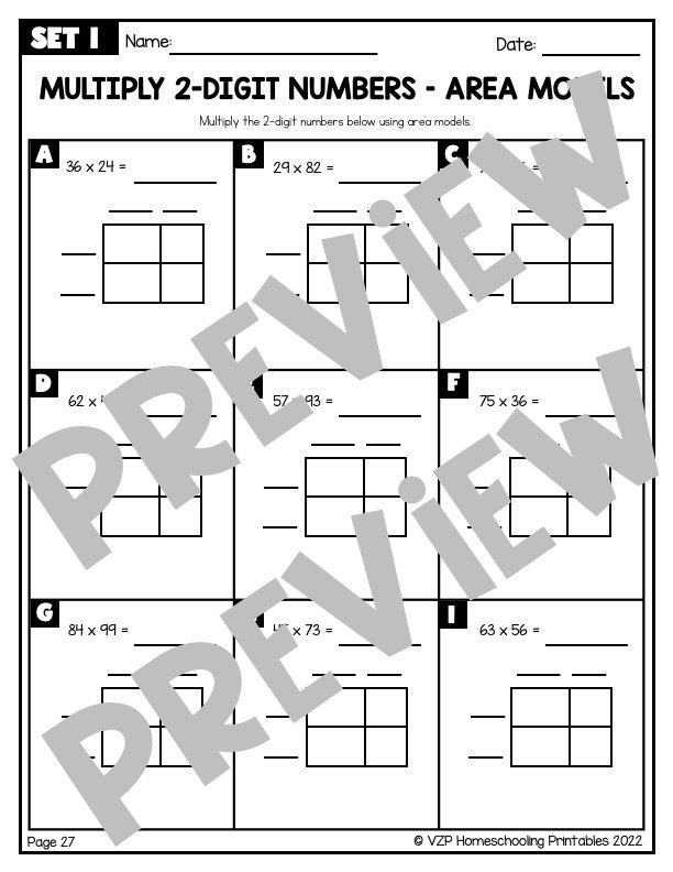 2-digits Multiplication Worksheets - Etsy