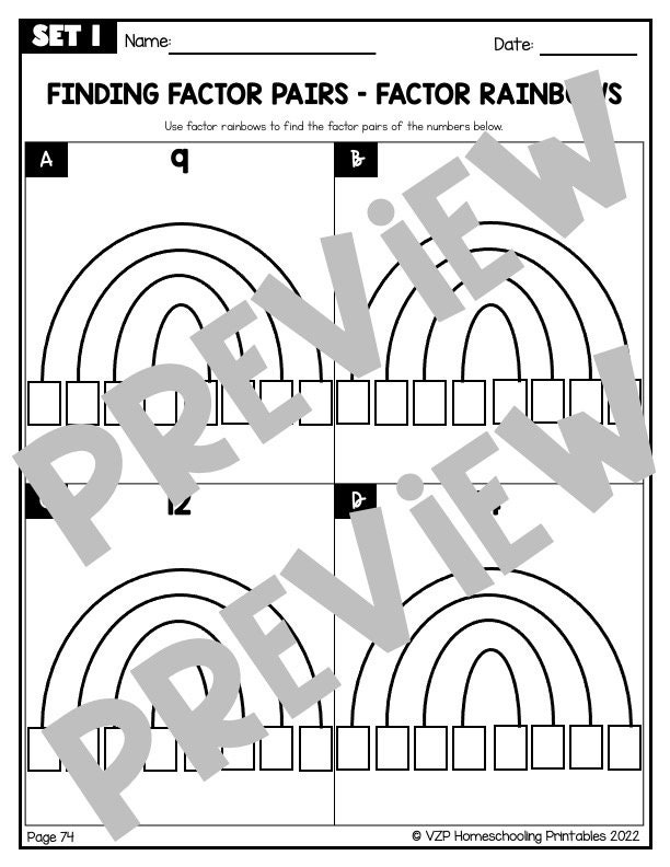 Factors and Multiples Worksheet - Etsy