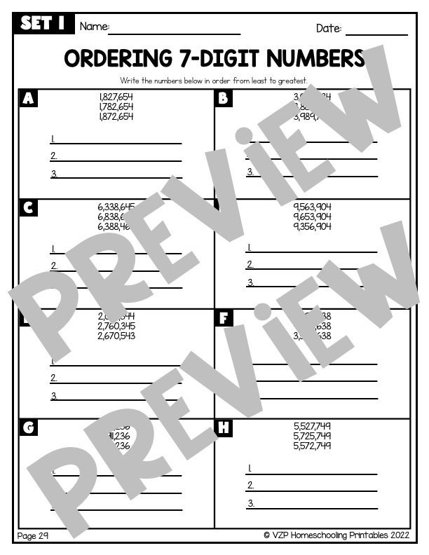 Hojas De Trabajo Diferenciadas Para Ordenar Números