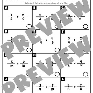 Comparing Fractions Worksheets 4.NF.A.2 - Etsy