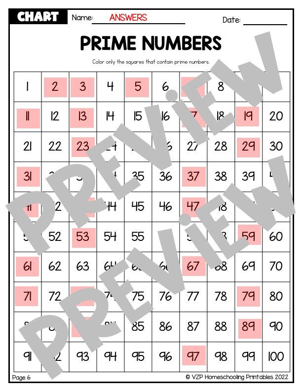 Prime Numbers in Math - Worksheets - Etsy