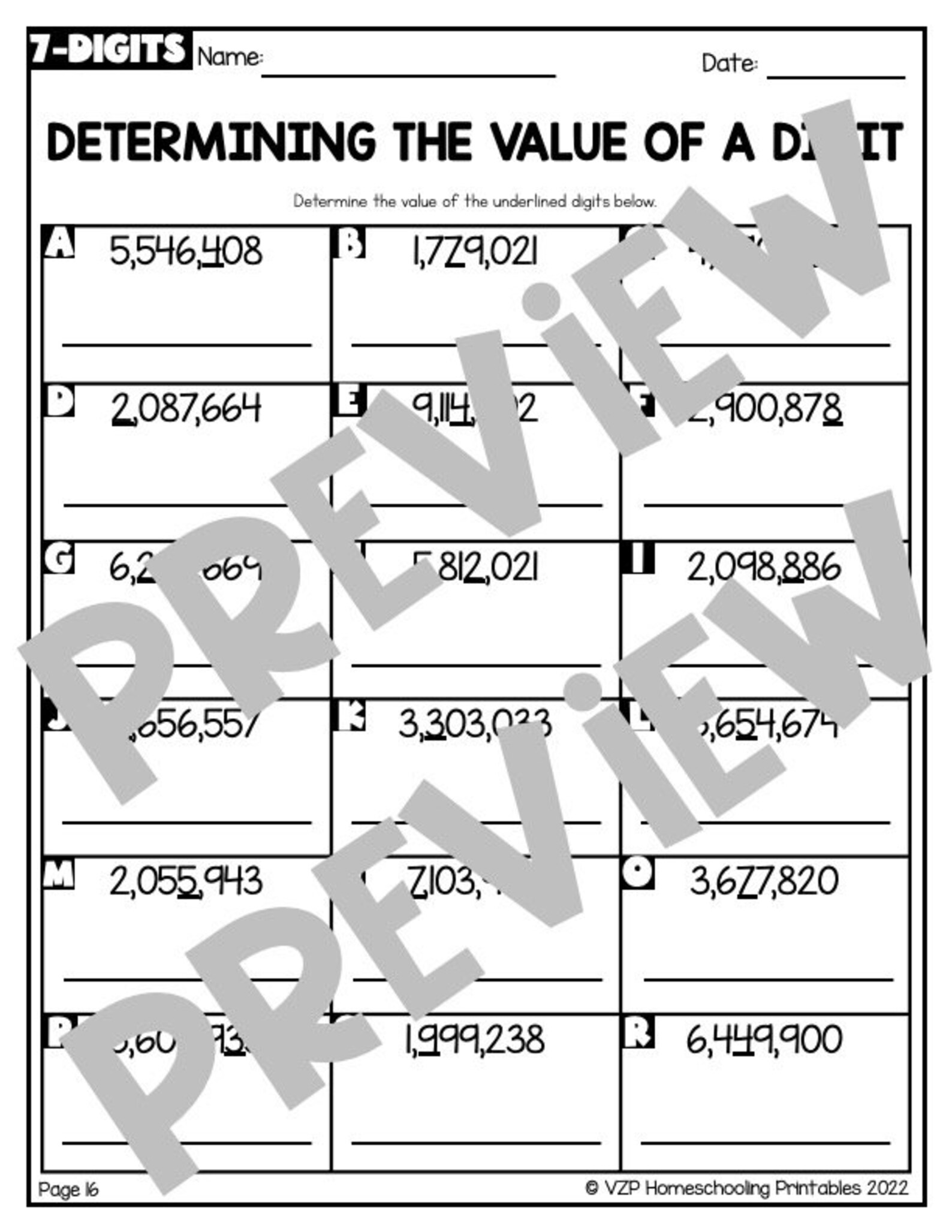 Worksheet for Place Value - Etsy