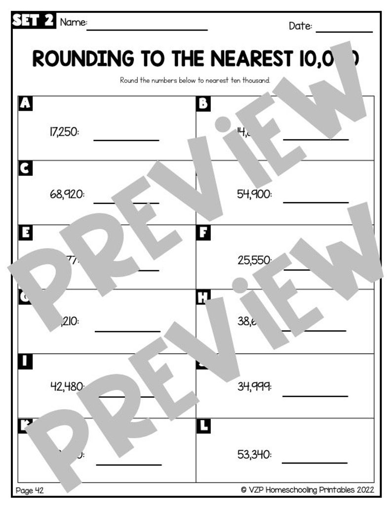 Worksheet on Rounding Numbers - Etsy UK