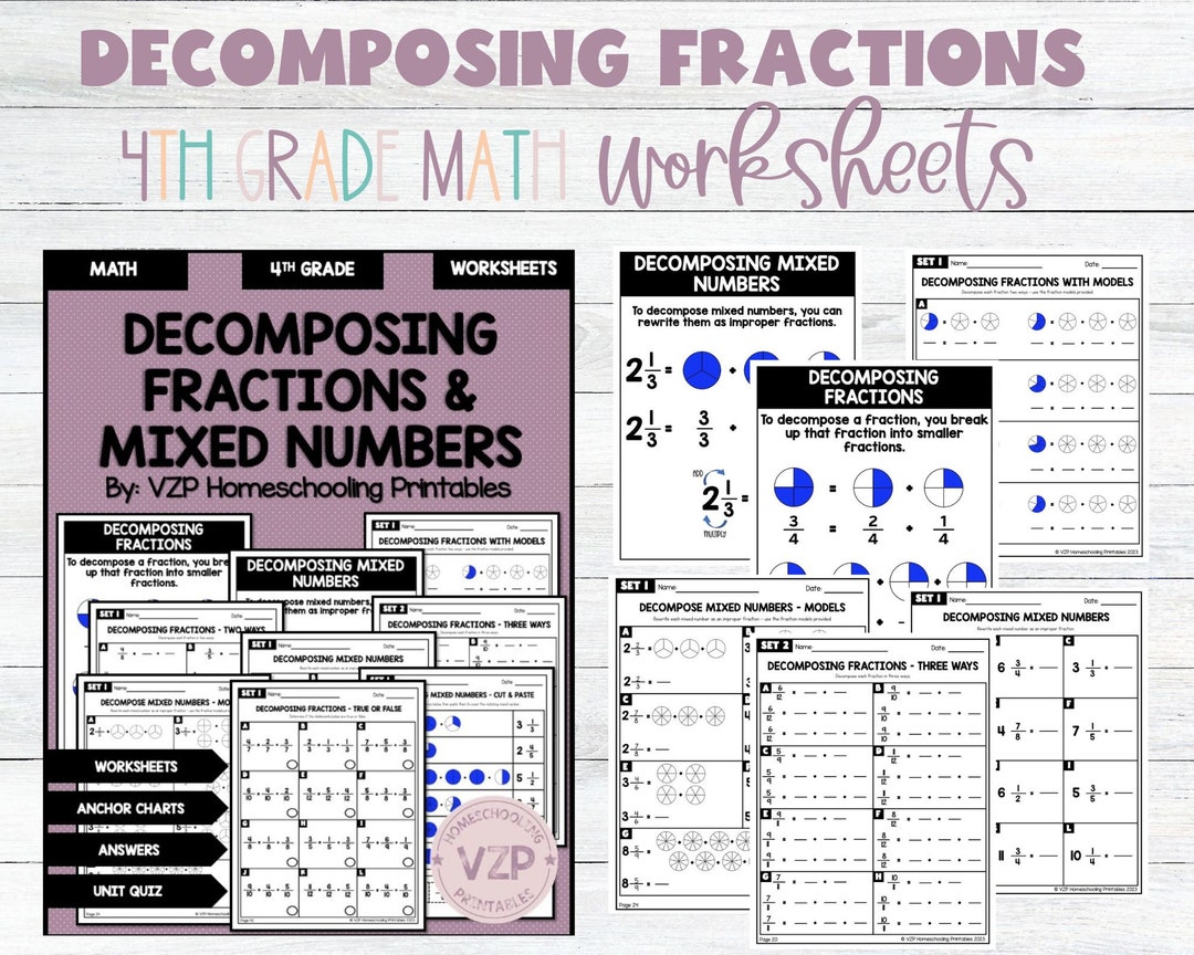 Decompose the Fractions (4.NF.B.3) - Etsy