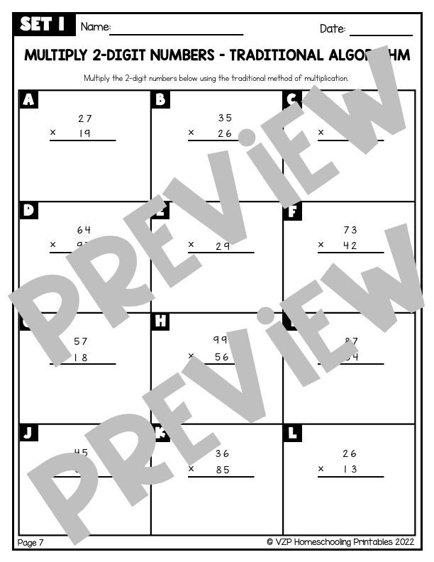 2-digits Multiplication Worksheets - Etsy
