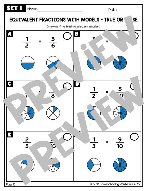 Worksheets for Equivalent Fractions (4.NF.A.1) - Etsy