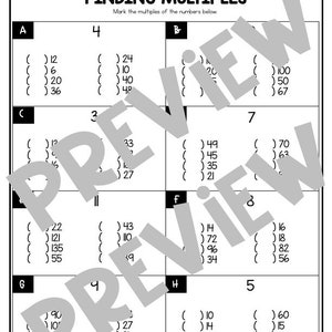 Factors and Multiples Worksheet - Etsy