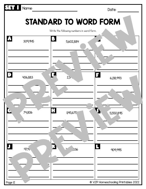 Number Forms Worksheets - Etsy