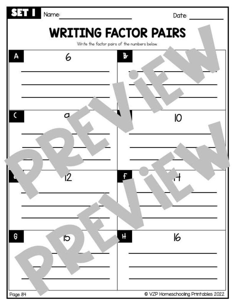 Factors and Multiples Worksheet - Etsy