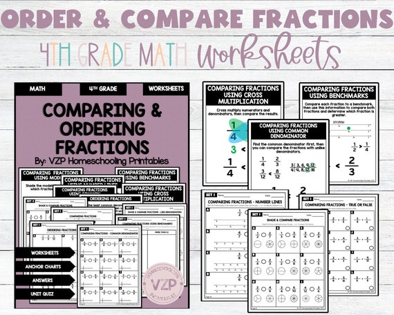 Fourth Grade Math Worksheets Comparing Fractions Using A Fraction Wall