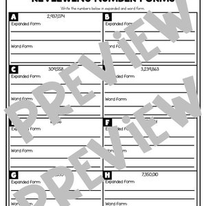 Number Forms Worksheets - Etsy