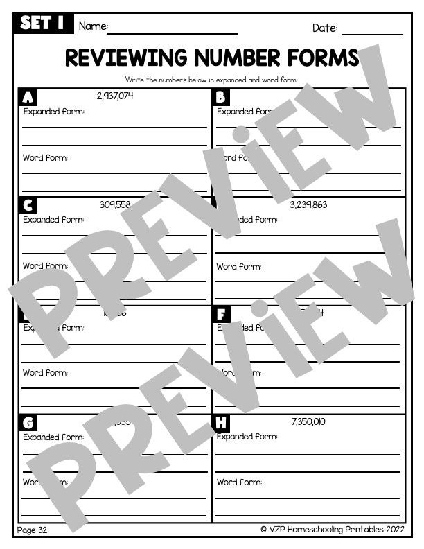 Number Forms Worksheets - Etsy