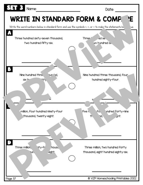 Hojas De Trabajo Para Ordenar Números Gcse