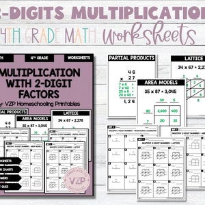 2-digits Multiplication Worksheets - Etsy