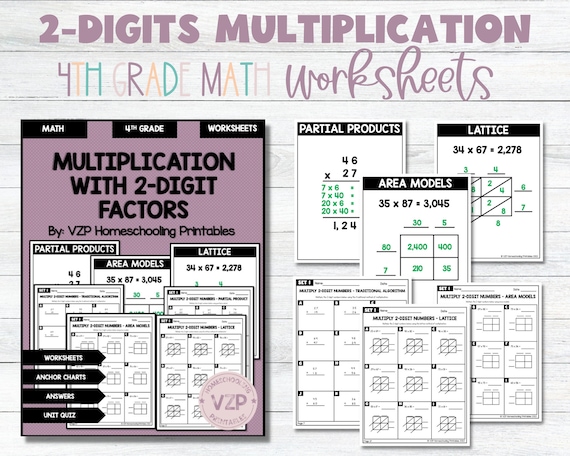 Partial Products Worksheets