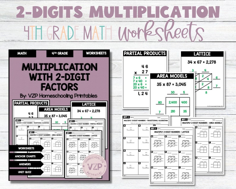 2-digits Multiplication Worksheets - Etsy