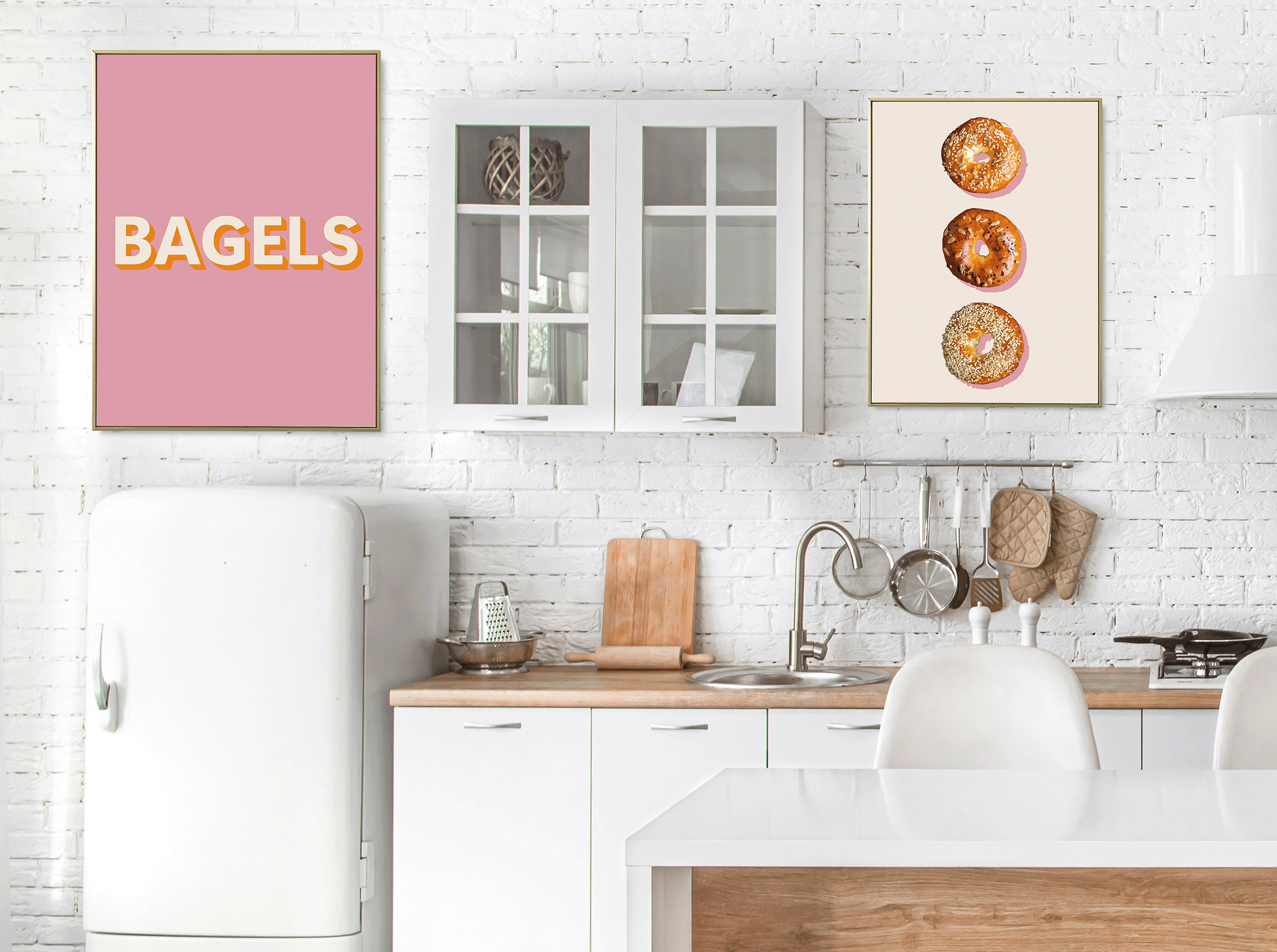 2 Printable Bagel 3D Letter Poster | Eclectic Gallery Mod Bakery Food ...